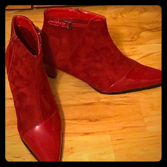 Ashro | Shoes | Blood Red Suede Booties | Poshmark